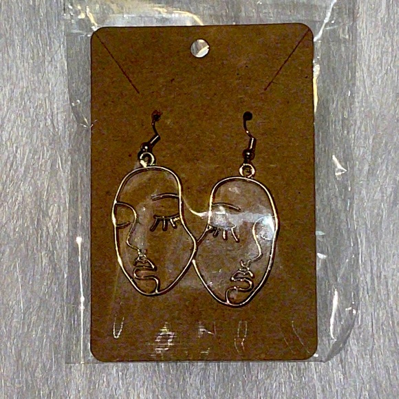 Jewelry | Homemade Gold Abstract Face Earring Set | Poshmark
